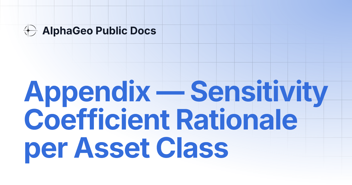 Appendix — Sensitivity Coefficient Rationale per Asset Class | AlphaGeo Public Docs